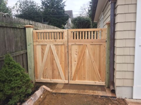 Custom Cedar Spindle Top Double Gates - Add A Link Fence Company